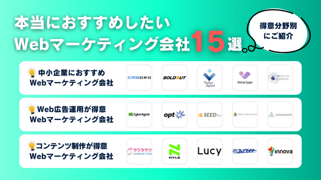 WEBマーケティング会社のおすすめ15選！選び方を解説 | HP制作から運用まで/東京を中心に全国対応！CMSpro